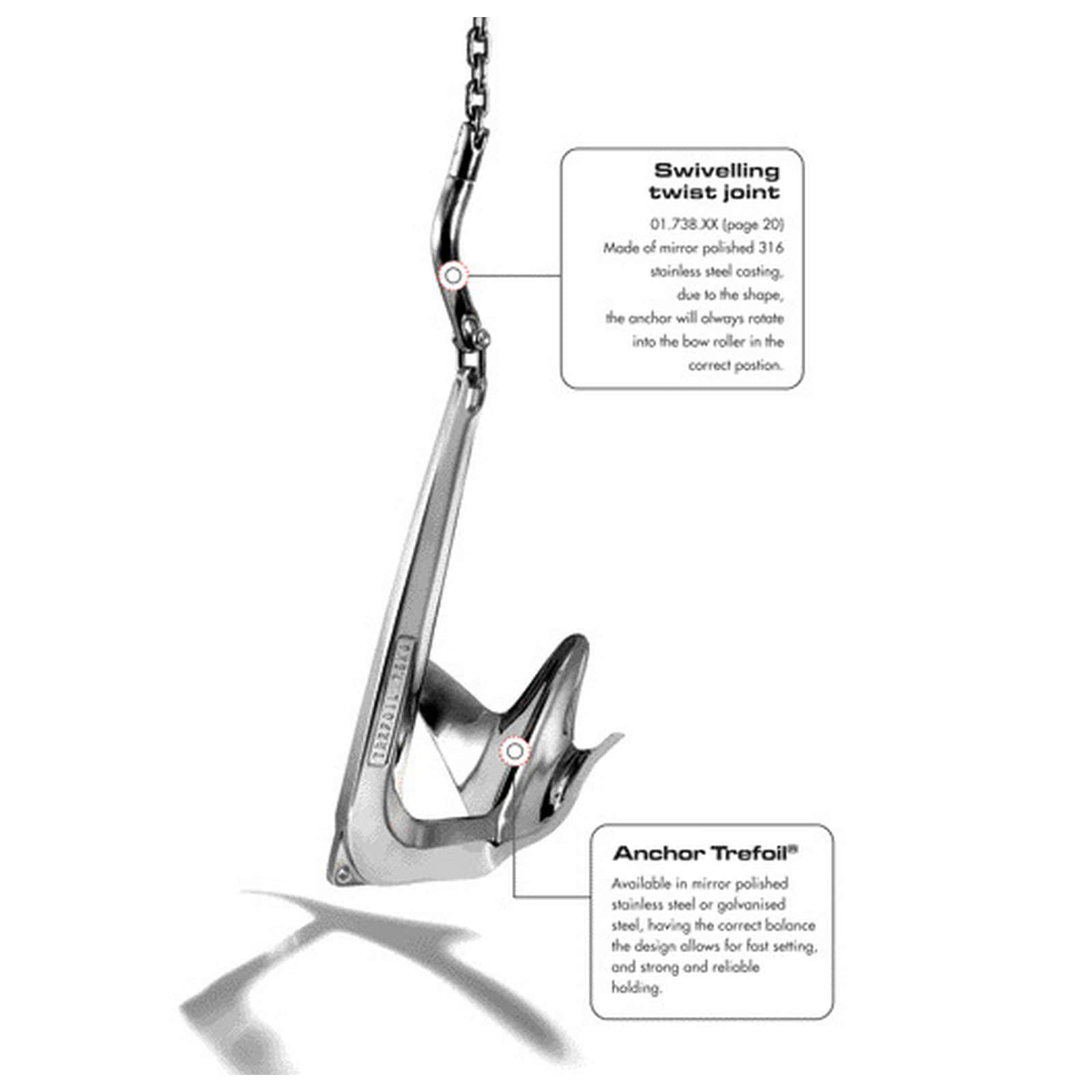 Trefoil anchor AISI 316 20 kg - 1 PZ Osculati 01.109.20 - 0110920 - for ...